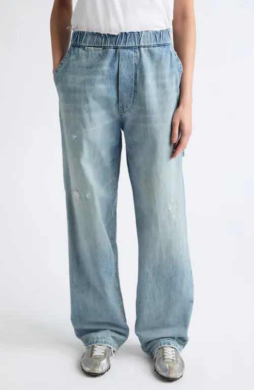MAISON MARGIELA Distressed Frayed Waist Wide Leg Jeans - Blue