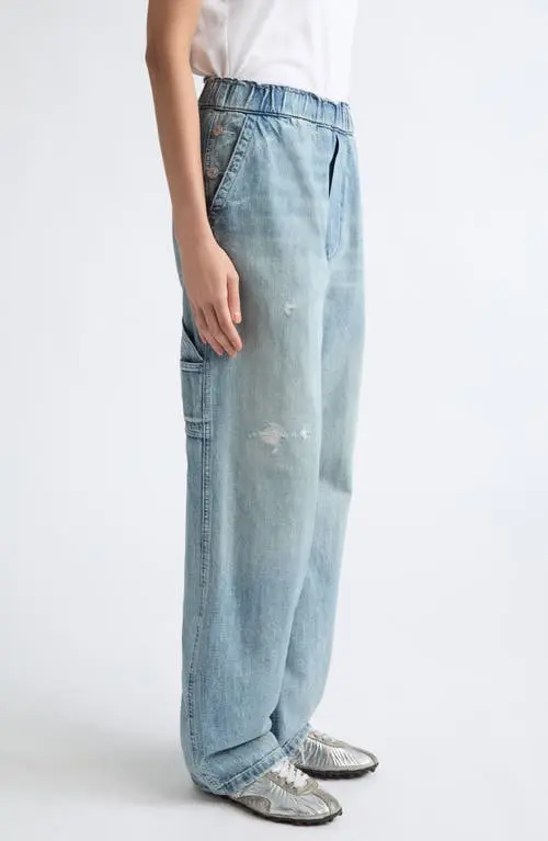 MAISON MARGIELA Distressed Frayed Waist Wide Leg Jeans - Blue