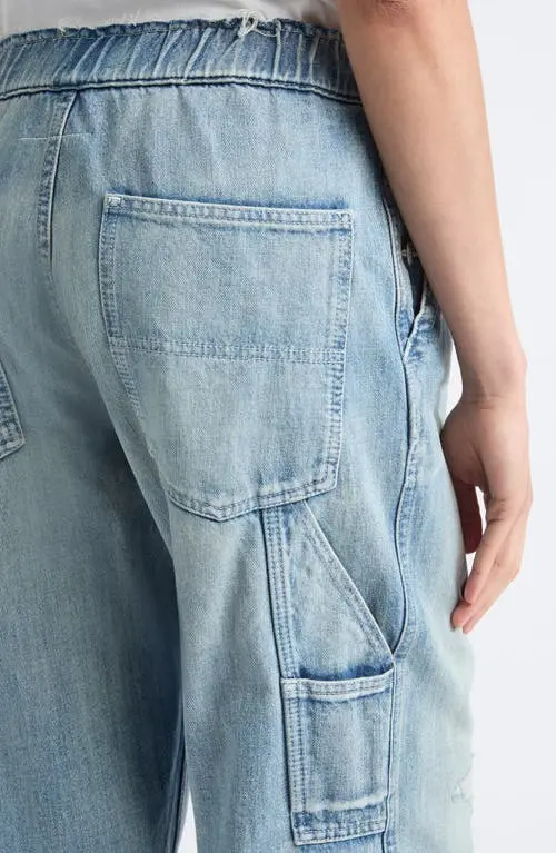 MAISON MARGIELA Distressed Frayed Waist Wide Leg Jeans - Blue