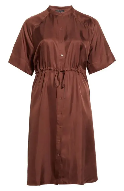Eileen Fisher Silk Mandarin Collar Midi Dress