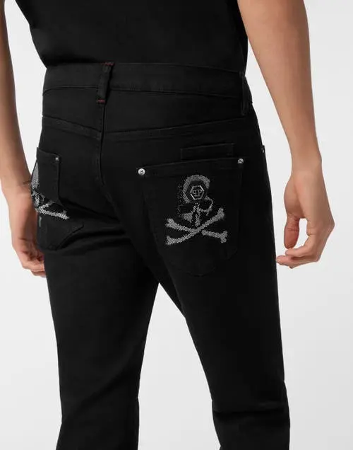 Philipp Plein Denim Trousers Super Straight Cut Skulls