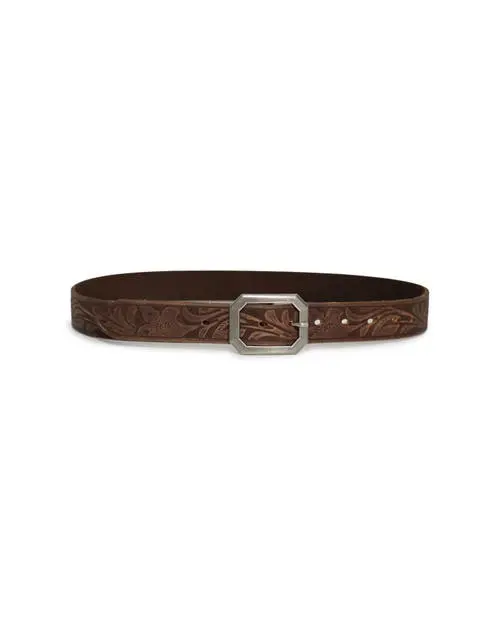 BELLE & BLOOM Stand Me Embossed Leather Belt