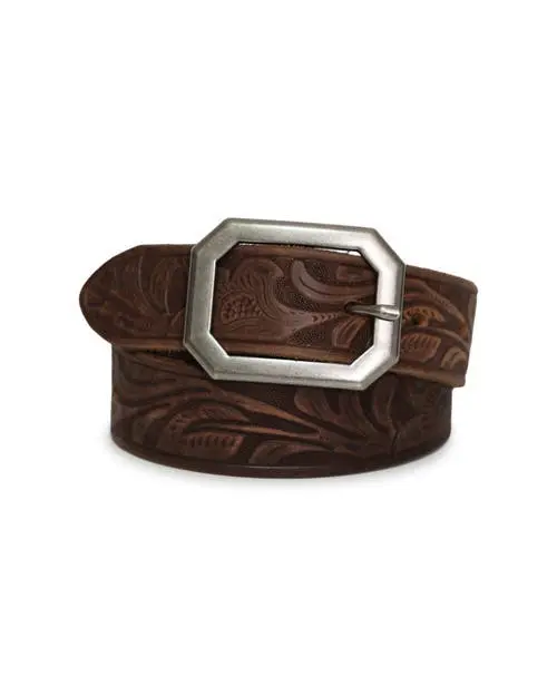 BELLE & BLOOM Stand Me Embossed Leather Belt