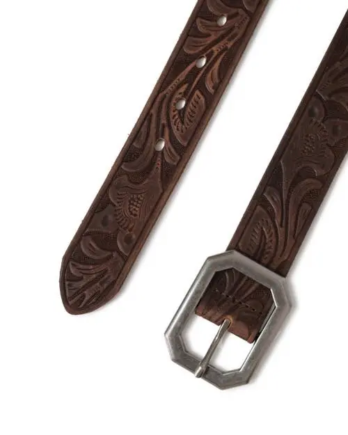 BELLE & BLOOM Stand Me Embossed Leather Belt