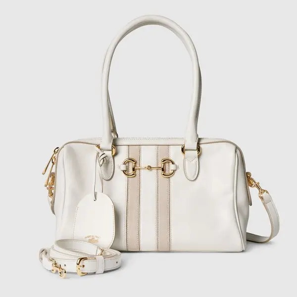Gucci Borsetto Medium Boston Bag In Leather - White