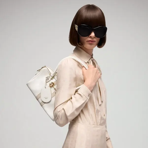 Gucci Borsetto Medium Boston Bag In Leather - White