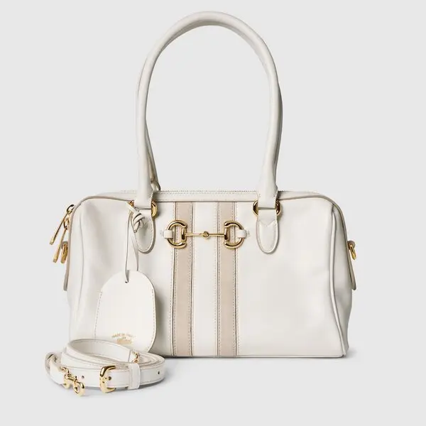 Gucci Borsetto Medium Boston Bag In Leather - White