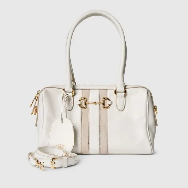 Gucci Borsetto Medium Boston Bag In Leather - White