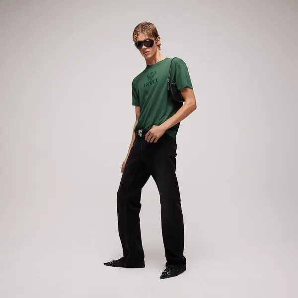 Gucci Cotton Jersey T-shirt With Embroidery - Green