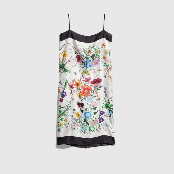Gucci Printed Silk Twill Dress - White