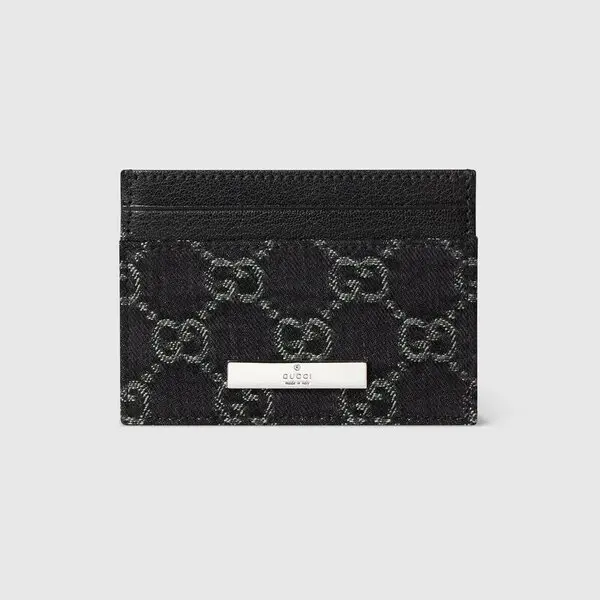 Gucci Card Case With Plaque Fabric - Black