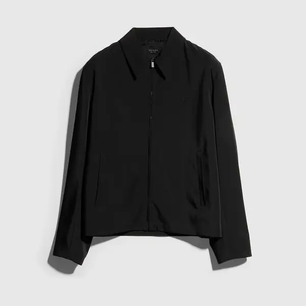 Gucci Stretch Polyester Zip Jacket With Embroidery - Black