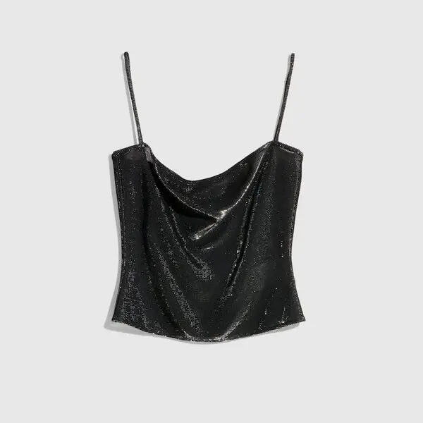 Gucci Fluid Lamé Jersey Top With Iridescent Effect - Black