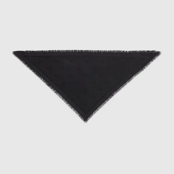 Gucci Double G Silk Wool Shawl - Black