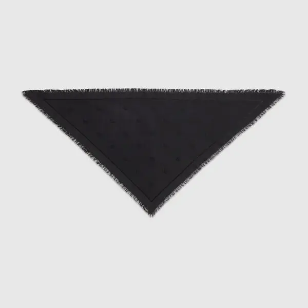 Gucci Double G Silk Wool Shawl - Black