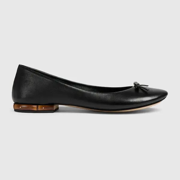 Gucci Ballerina With Bamboo Leather - Black