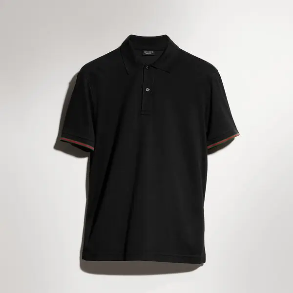 Gucci Silk Jersey Polo Shirt With Web