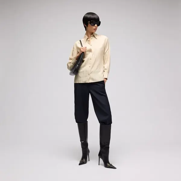 Gucci Silk Jacquard Shirt With Crest Detail