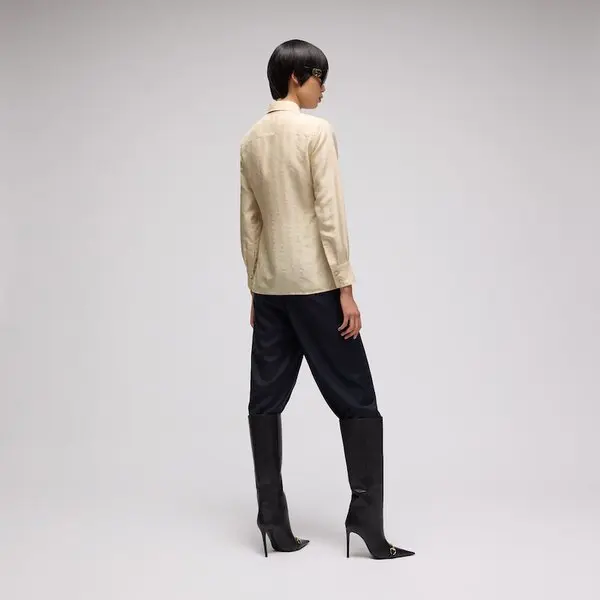 Gucci Silk Jacquard Shirt With Crest Detail
