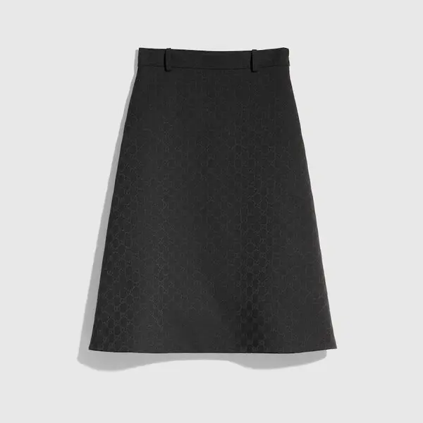 Gucci Gg Cotton Blend Midi Skirt - Black