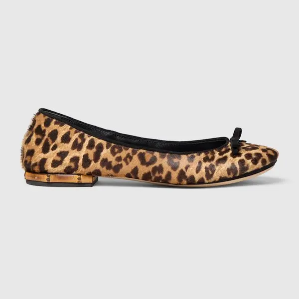 Gucci Ballerina With Bamboo Fabric - Brown