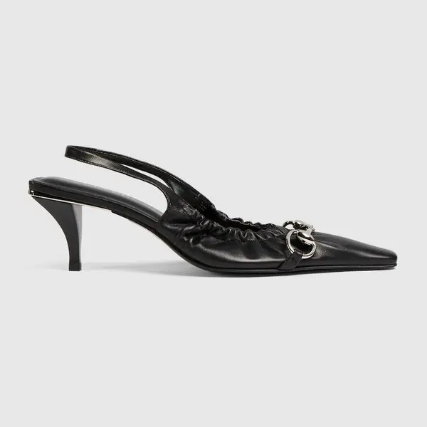 Gucci Vittoria Slingback Pump With Elastic Leather - Black
