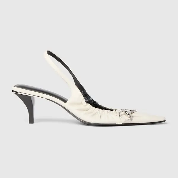Gucci Vittoria Slingback Pump With Elastic Leather - White