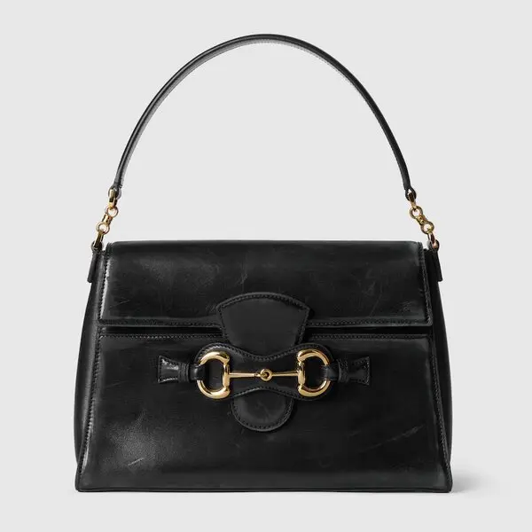 Gucci Horsebit Duomo Medium Top Handle Bag In Leather - Black