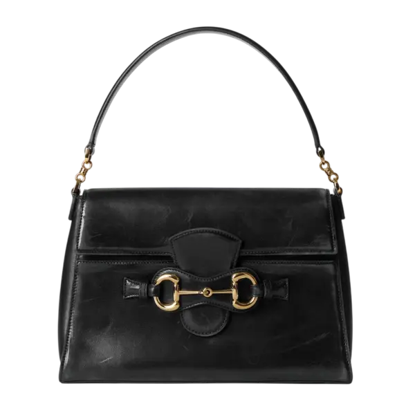Gucci Horsebit Duomo Medium Top Handle Bag In Leather - Black