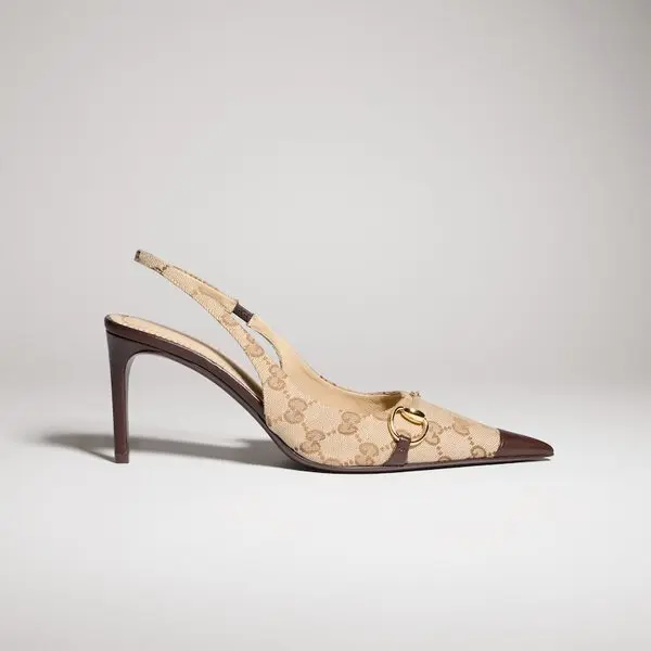 Gucci Donna Gg Canvas Slingback Pumps - Beige