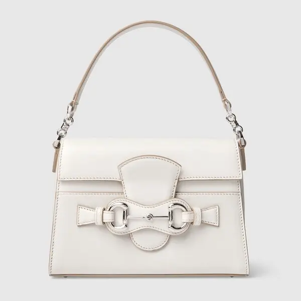 Gucci Horsebit Duomo Small Top Handle Bag In Leather - White