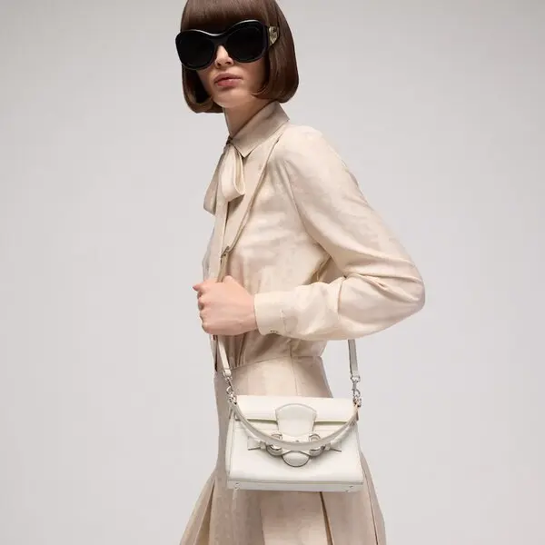 Gucci Horsebit Duomo Small Top Handle Bag In Leather - White