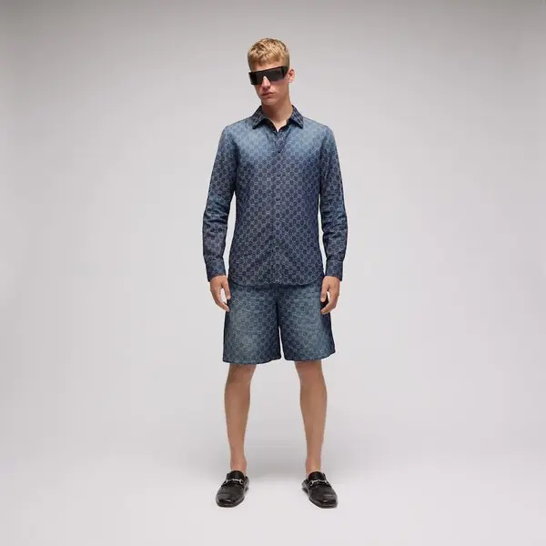 Gucci Gg Chambray Cotton Denim Shorts