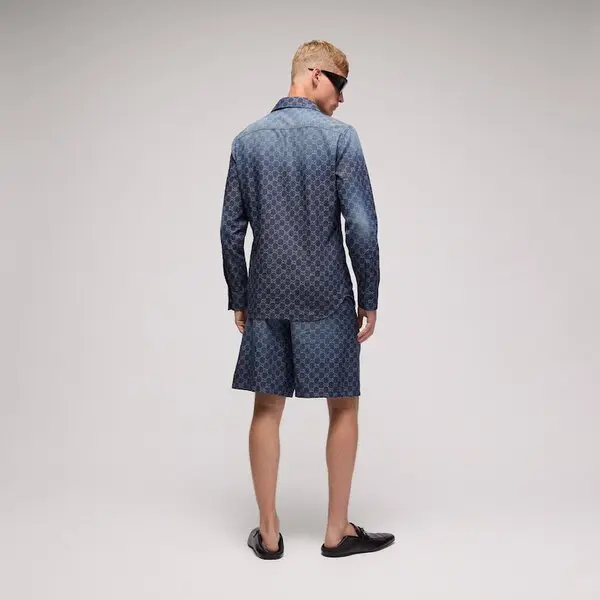 Gucci Gg Chambray Cotton Denim Shorts