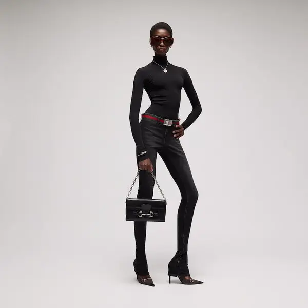 Gucci Seamless Stretch Nylon Jersey Turtleneck Top