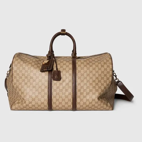 Gucci Essence Classic Large Duffle Bag Gg Canvas - Beige