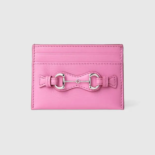 Gucci Card Case With Horsebit Leather - Pink