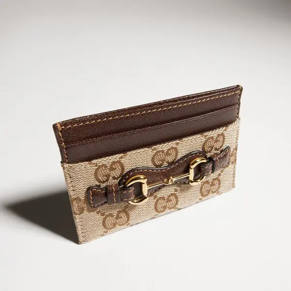 Gucci Card Case With Horsebit Gg Canvas