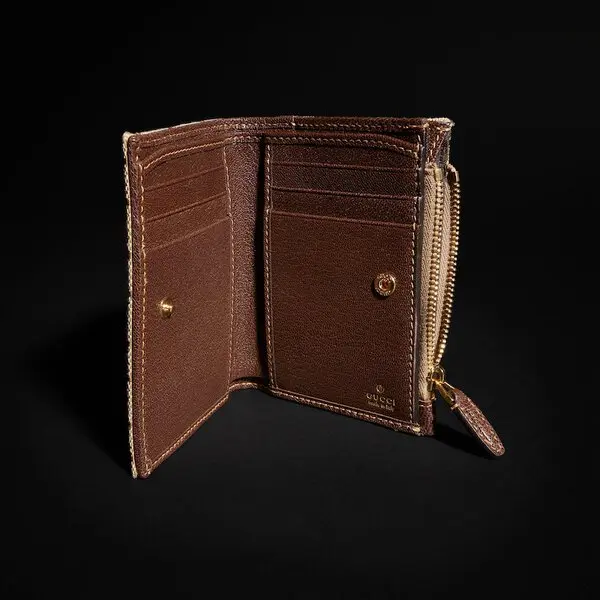 Gucci Small Wallet With Horsebit Gg Canvas - Beige