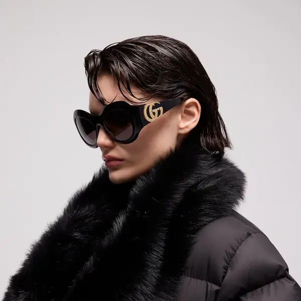 Gucci Acetate Oversized Sunglasses With Double G Detail