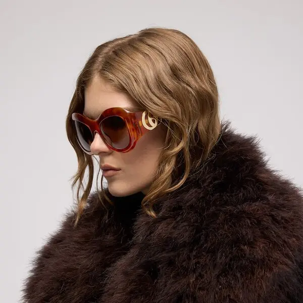 Gucci Tortoiseshell Acetate Oversized Sunglasses With Double G Detail