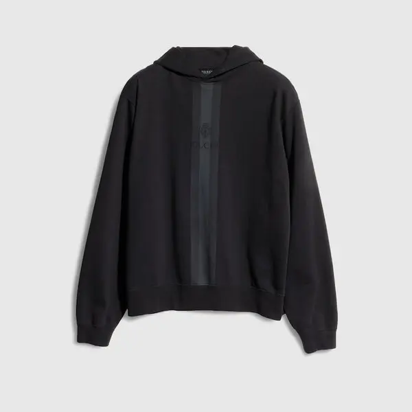 Gucci Cotton Hooded Sweatshirt With Muted Web - Black