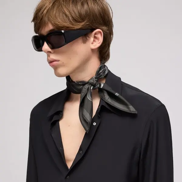 Gucci Printed Cotton Silk Pocket Square - Black