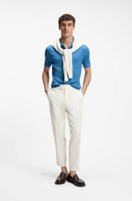 BOSS Silk Knit Polo With Ribbed Texture