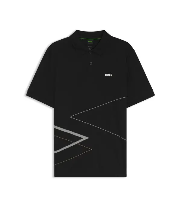 BOSS Pima Cotton Polo Shirt With Placed Print - Black