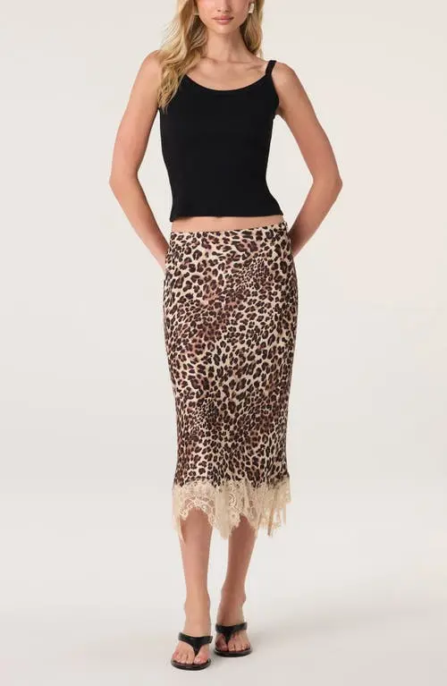 Astr The Label Eilinna Lace Trim Midi Skirt
