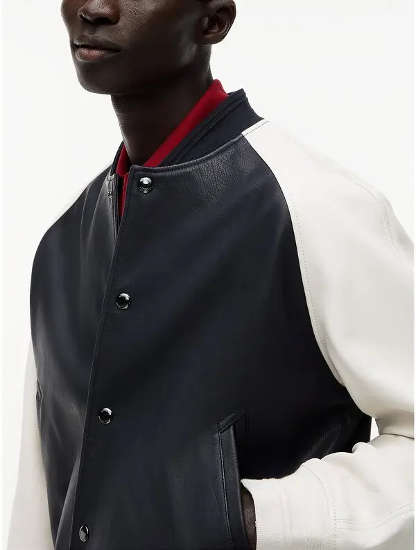 Tommy Hilfiger Colorblock Leather Varsity Bomber Jacket