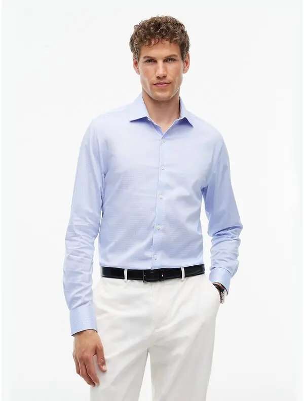 Tommy Hilfiger Slim Fit Thflex Geo Print Dress Shirt 14.5/32 - Blue
