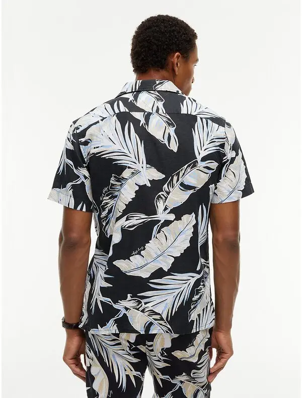 Tommy Hilfiger Regular Fit Leaf Linen-blend Camp Shirt