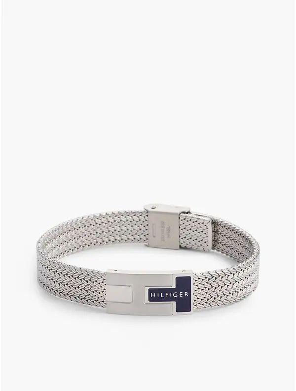 Tommy Hilfiger Nautical Mesh Bracelet With Enamel Detail - Silver